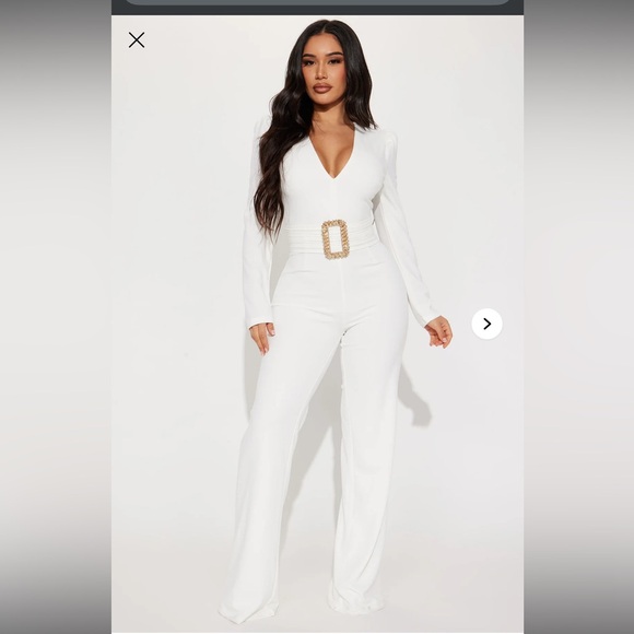 Fashion Nova | Pants & Jumpsuits | Fashion Nova White Jumpsuit With ...
